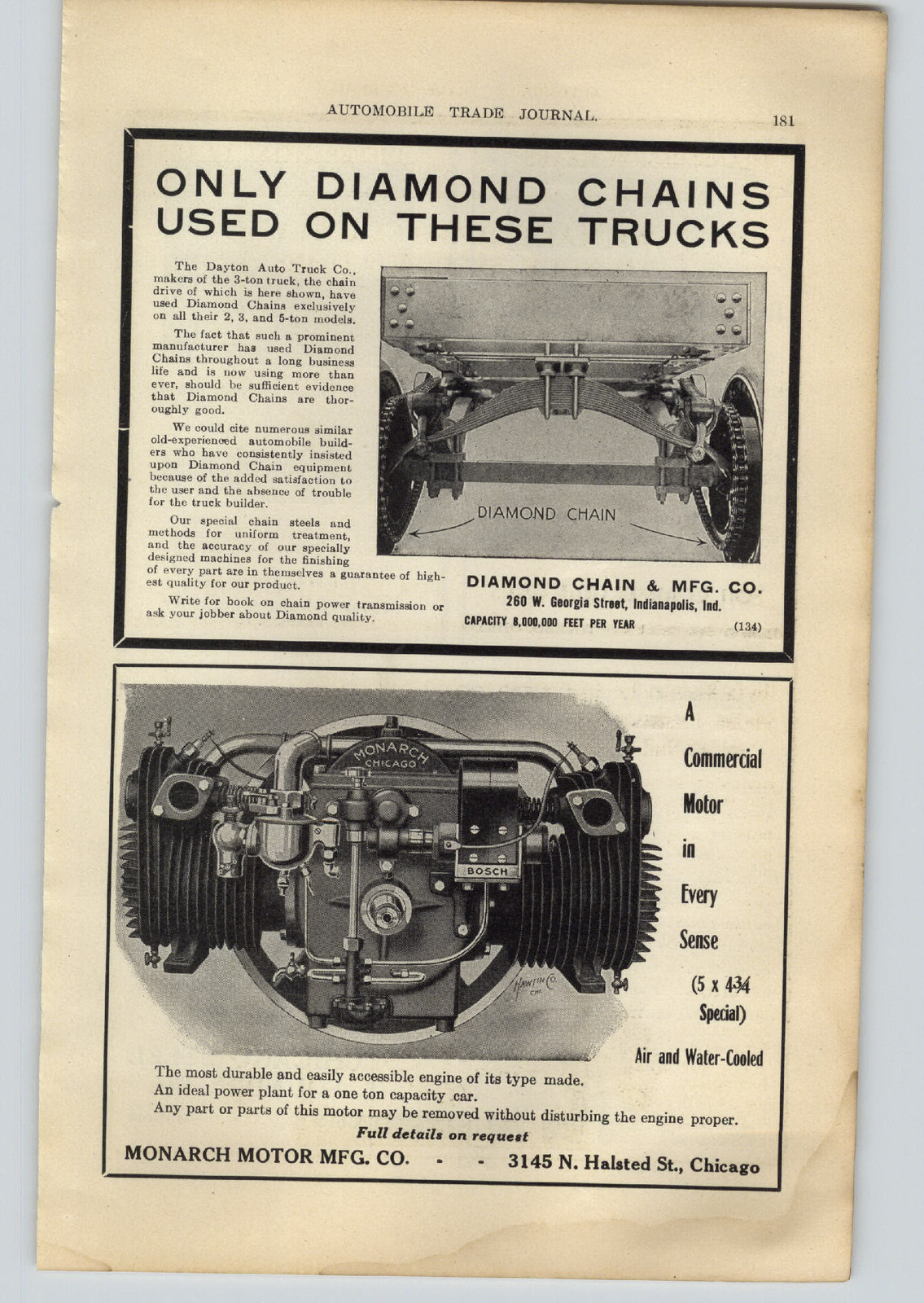 1912 PAPER AD Monarch Gas Gasoline Motor Truck Engine Bosch Car Auto ...