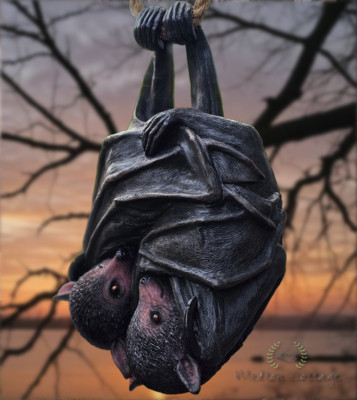 Quality Resin Hanging Bats Garden Ornament Gothic Bat Indoor or Outdoor ...