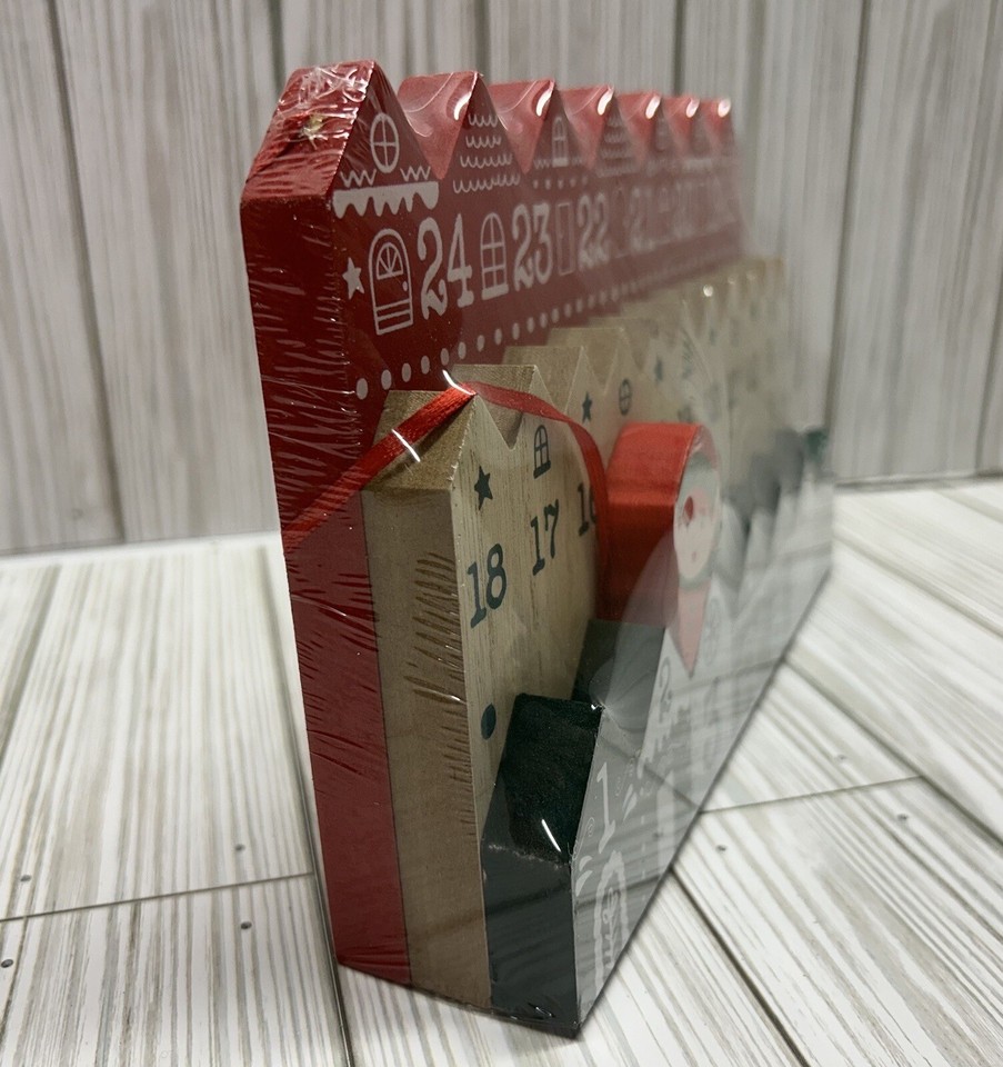 Santas Elf Wooden Countdown To Christmas Advent Calendar Block Wood New ...