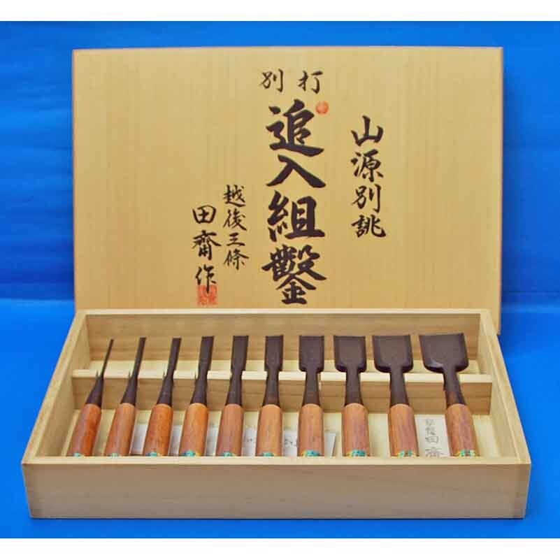 Tasai Oire Nomi Japanese Bench Chisels Set of 10 Black Blue Steel Red ...