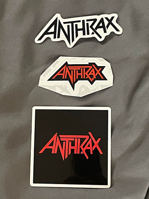 Lot of 3 ANTHRAX 1" to 3" Band Logo Stickers Red Black FAST! FREE SHIP ...