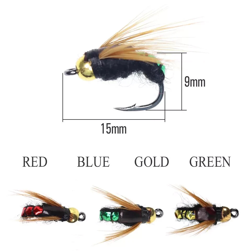 32 PCS Wet Flies Set ~ Sinking Scud Nymph Midge Larvae ~ Trout Lure ...