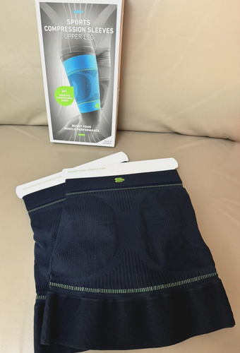 BAUERFEIND SPORT COMPRESSION UPPER LEG THIGH SLEEVES NAVY XL LONG | eBay
