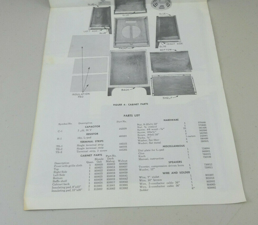 RARE ORIGINAL Allied Knight kit Speaker Assembly Instructions & Parts ...