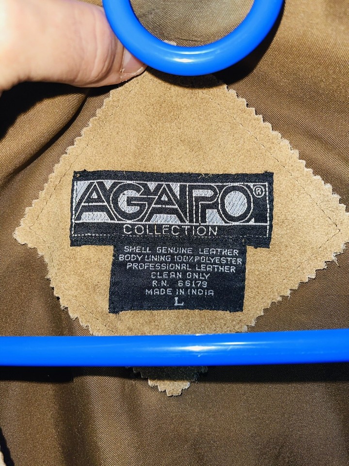 VTG AGAPO Brown and Beige Suede LEATHER Vest Snaps Size L | eBay