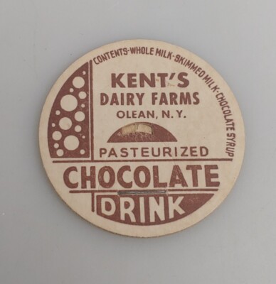 VINTAGE KENT'S DAIRY FARMS MILK CAP OLEAN NY CHOCOLATE DRINK | eBay
