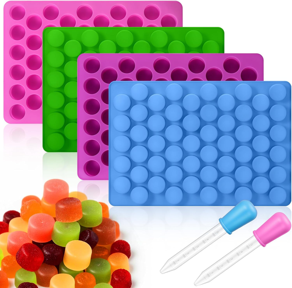 Round Candy Mold, 4PCS 220 Cavities Mini Cylinder Silicone Molds for ...
