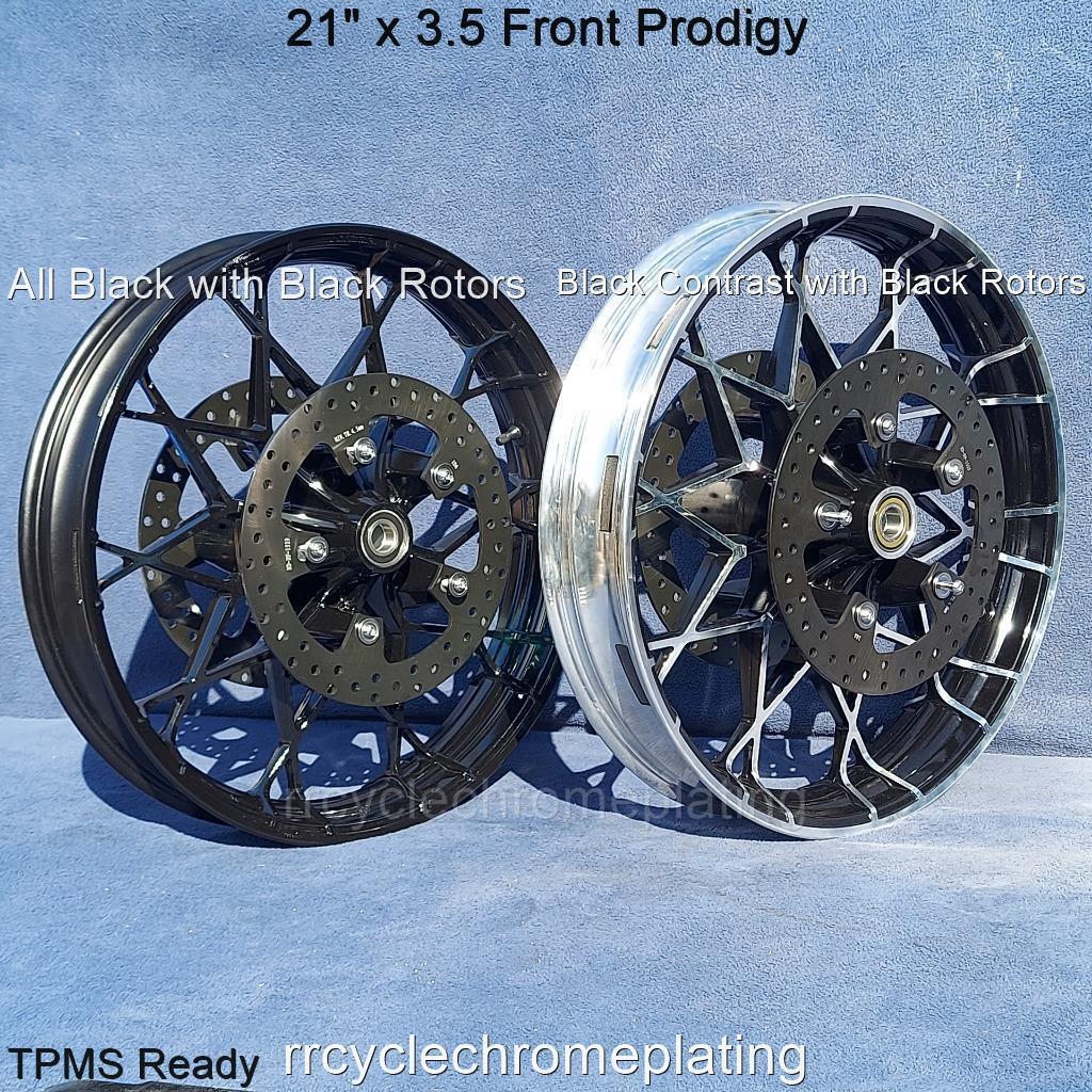 Harley Black 21" F & 18" R Prodigy Wheels Shinko Tires Rotor 09-23 Road ...