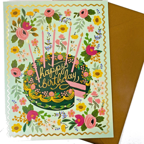 RIFLE PAPER CO. Greeting Card & Envelope - "FLORAL CAKE BIRTHDAY" w ...
