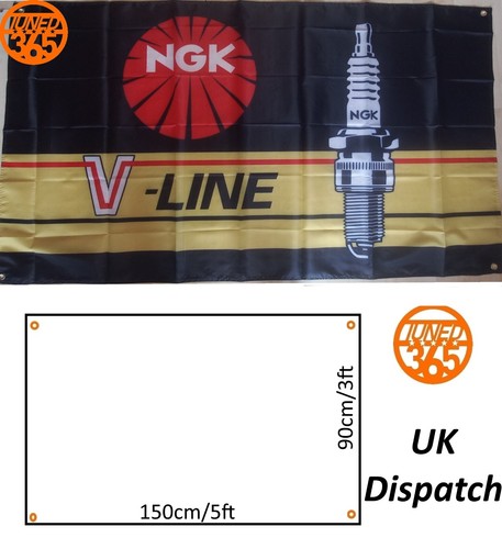 NGK Flag Spark Plugs 3x5ft Banner Garage Man Cave Workshop Racing ...
