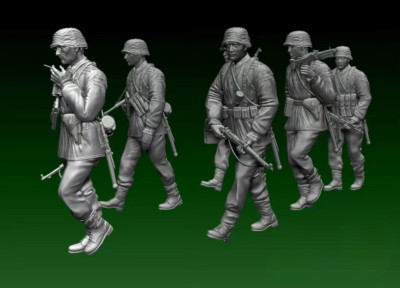 1/35 Scale German Infantry 6 Soldiers WW2 Figure Model Kits 3D Resin ...