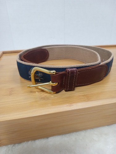 Men's Preston Belt Size 34 Tan Web/ Crab On Blue Cloth Panel New ...