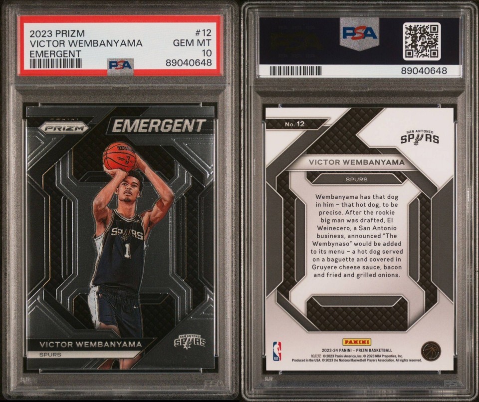 PSA 10 Victor Wembanyama RC 2023 Panini Prizm Emergent SP Rookie Card ...