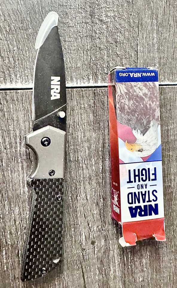 NRA Stand And Fight Lock Blade Plain Edge Knife Original Knife Mint | eBay