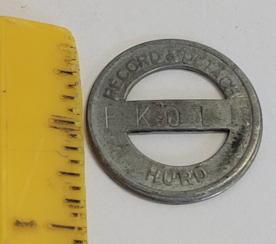 Vintage Record & Detach Hurd FK011 Metal Token Coin Car Key Token | eBay
