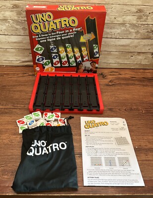 UNO Quatro Game with Colored Tiles & Plastic Game Grid for Adult ...