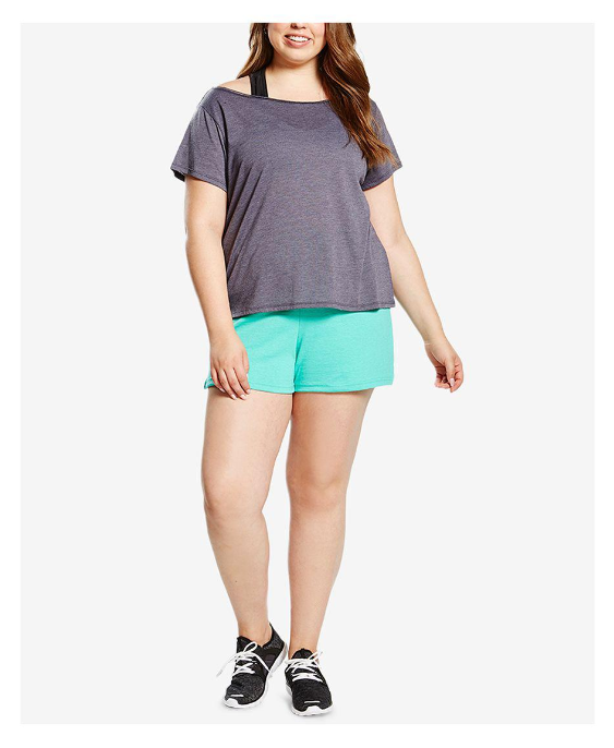 Soffe Women's Curvy Plus Size Off-The-Shoulder Dance T-shirt, Grey ...