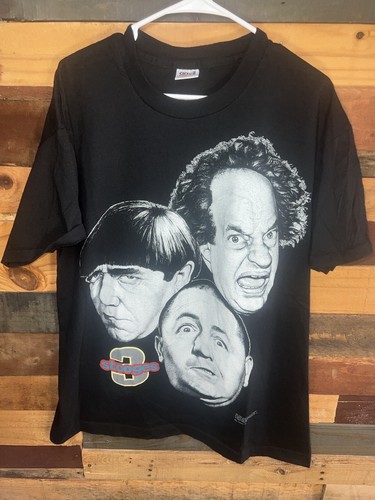 Vintage 90s Retro The Three Stooges Black Shirt Size XL Retro Anvil ...