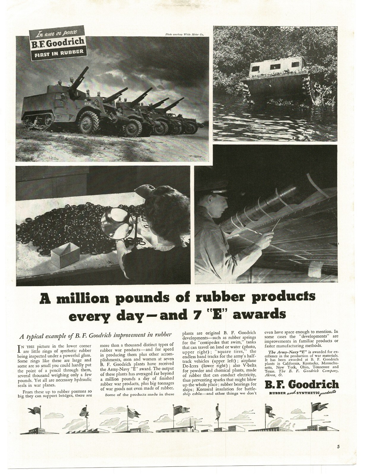 1943 B. F. Goodrich Tires WWII M3 Half Track Amphibious Tank Vintage ...