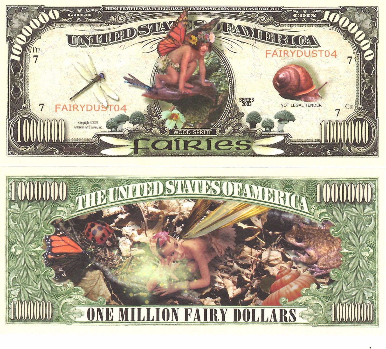Fairy Million Fairies Dollar Bill Play Funny Money Novelty Note with ...