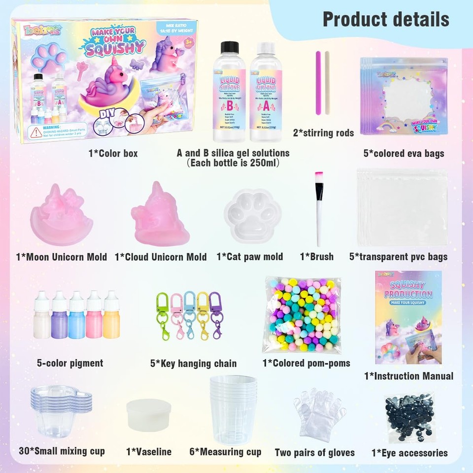Taba Squishy Maker Kit, Make Your Own Squishies Unicorn&Cat Paw with ...