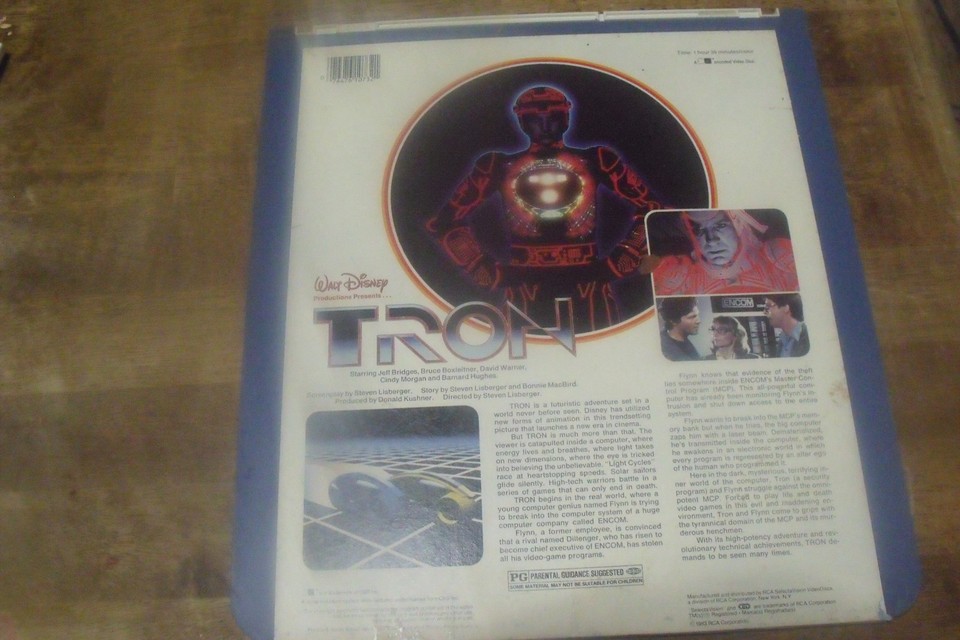 TRON RCA SelectaVision CED VideoDisc Walt Disney Jeff Bridges Movie ...