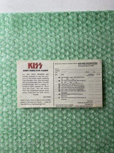 KISS⚡️VERY RARE 1976 ARMY KIT DIRECTIVE FORM-AUCOIN | eBay