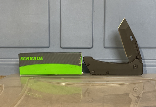 New Schrade SCH301 Tanto Point Frame Lock Titanium Coated Folding Knife ...
