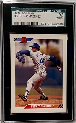 1992 Bowman #82 - PEDRO MARTINEZ Rookie Card - SGC 92 (NM/MT+) LA ...