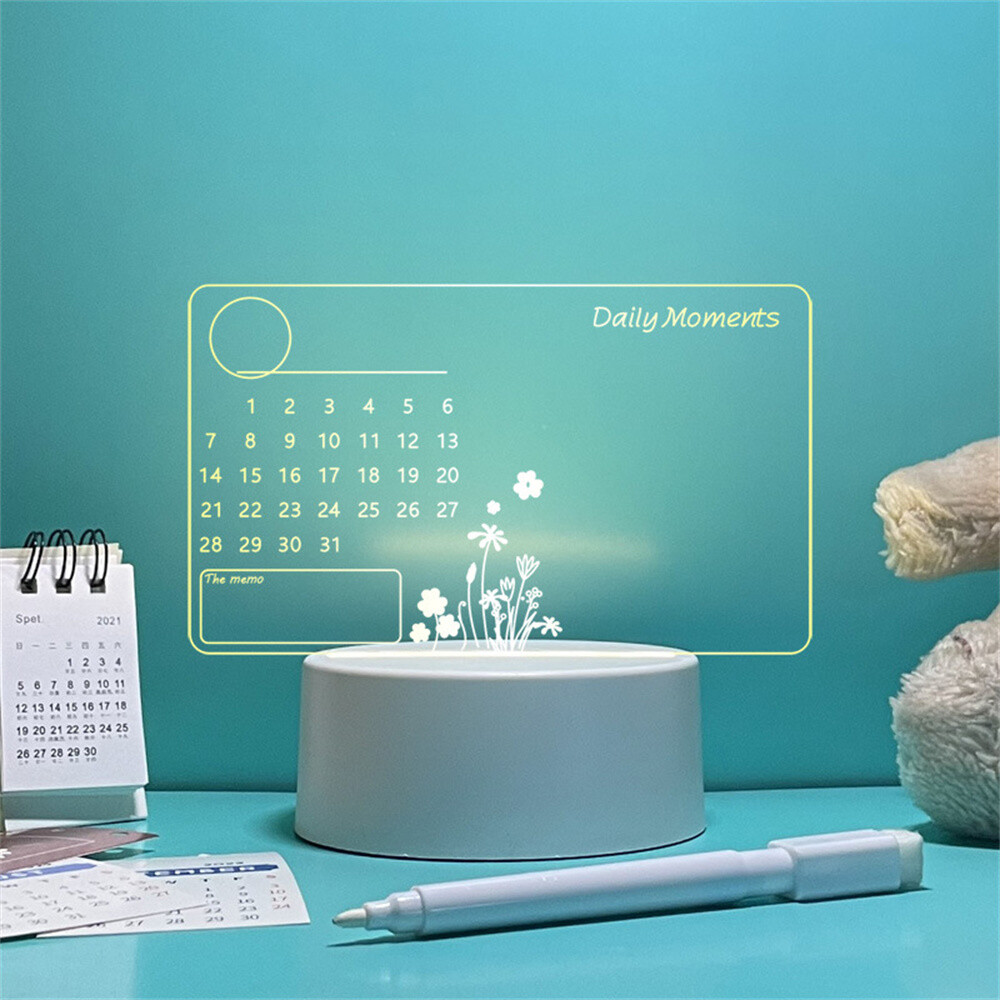 Calendar Message Board Creative Led Night Light USB Note With Pen Text ...