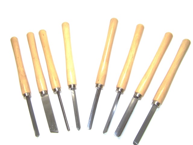 Steelex 8 PC Wood Turning Chisel Set Skew Spearpoint Parting Tool Round ...