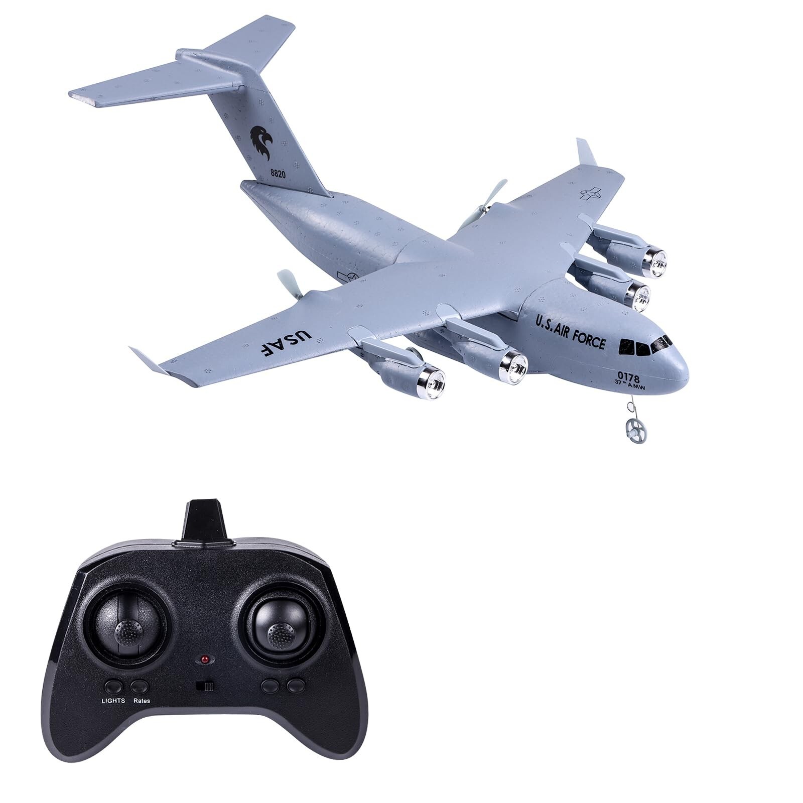 RTF RC Plane, 2.4Ghz 2 Channels RC Airplane, Navy Blue C17 Globemaster ...