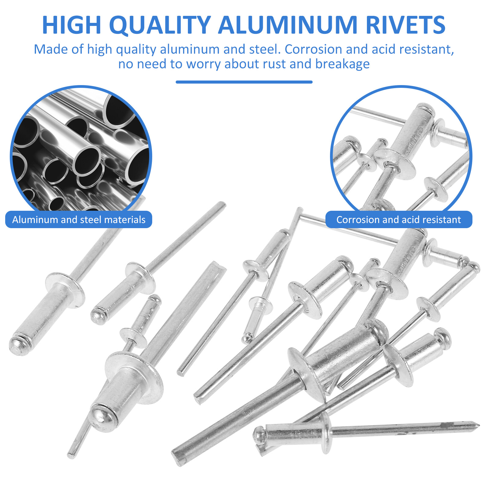 500Pcs Blind Rivets Set Aluminum Rivets Assortment Kit Premium ...