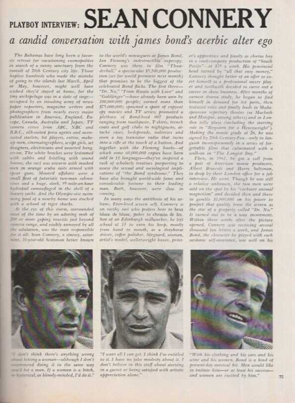 Playboy Magazine Playmate Pat Russo, Sean Connery November 1965 KL5356 ...