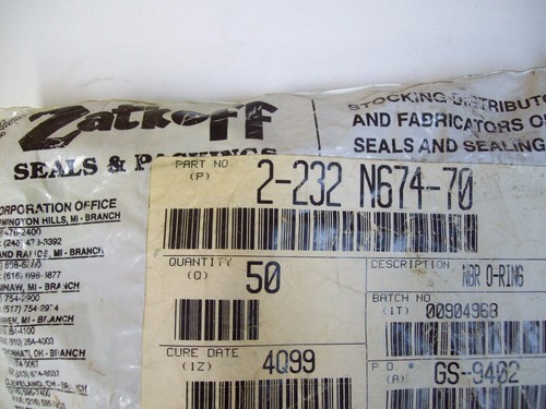 ZATKOFF 2-232 N674-70 NBR O-RING - NEW - 50PCS - FREE SHIPPING | eBay
