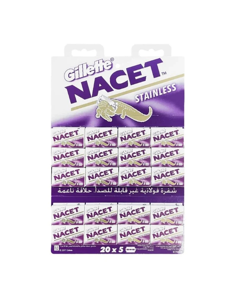 100 Gilette NACET Stainless Double Edge Razor Blades Ships from ...