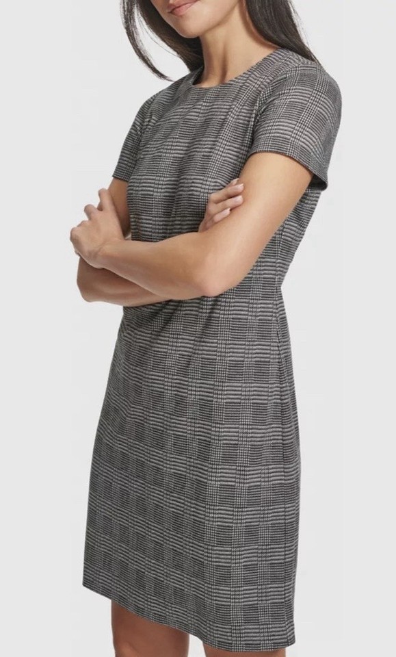 NWT Calvin Klein Women’s Short Sleeve Printed A Line Dress, Sz12, Black ...