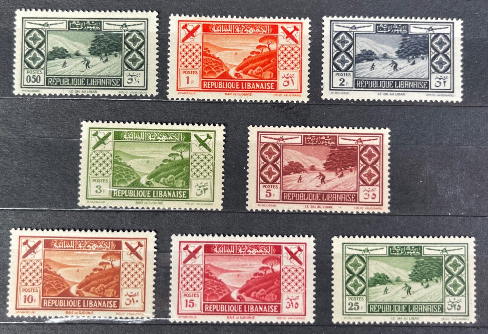 1936 Lebanon Tourist Propaganda (Ski) AIR set SG 191-198 MLH Liban | eBay