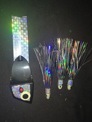 High Percentage Salmon Trolling Bait/Meat Rigs- Hyper Vis Silver Carbon ...