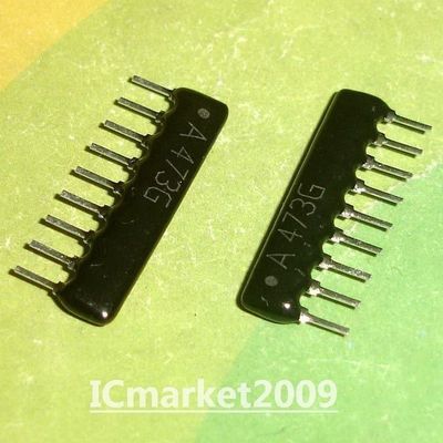 50 PCS A09-473G SIP-9 A473G 47K ohm 47KR 8 Commoned Resistor Network ...