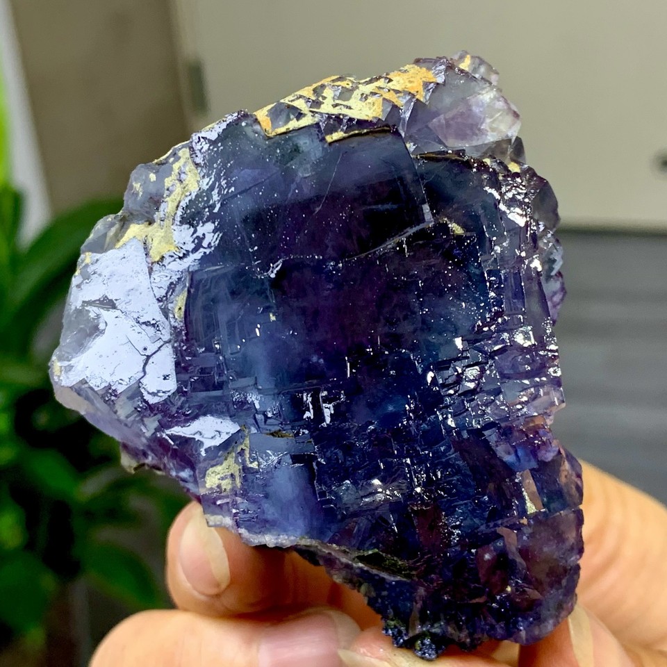 210G Natural transparent blue purple fluorite quartz mineral crystal ...