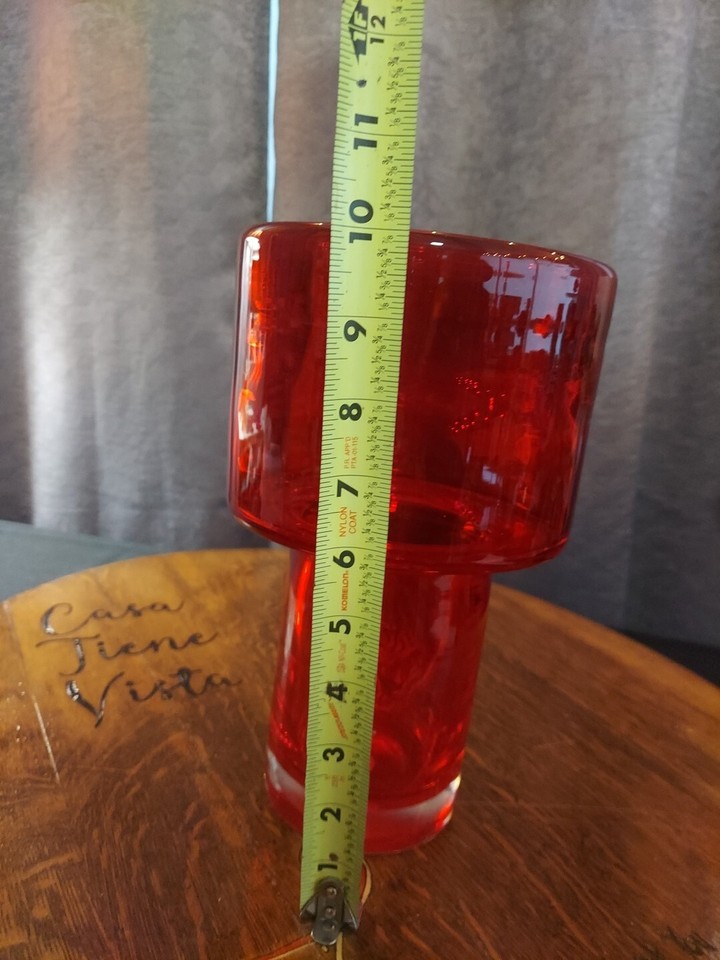 Romanian Euro Glass Handmade Mouth Blown Romania Red Green Vase ...
