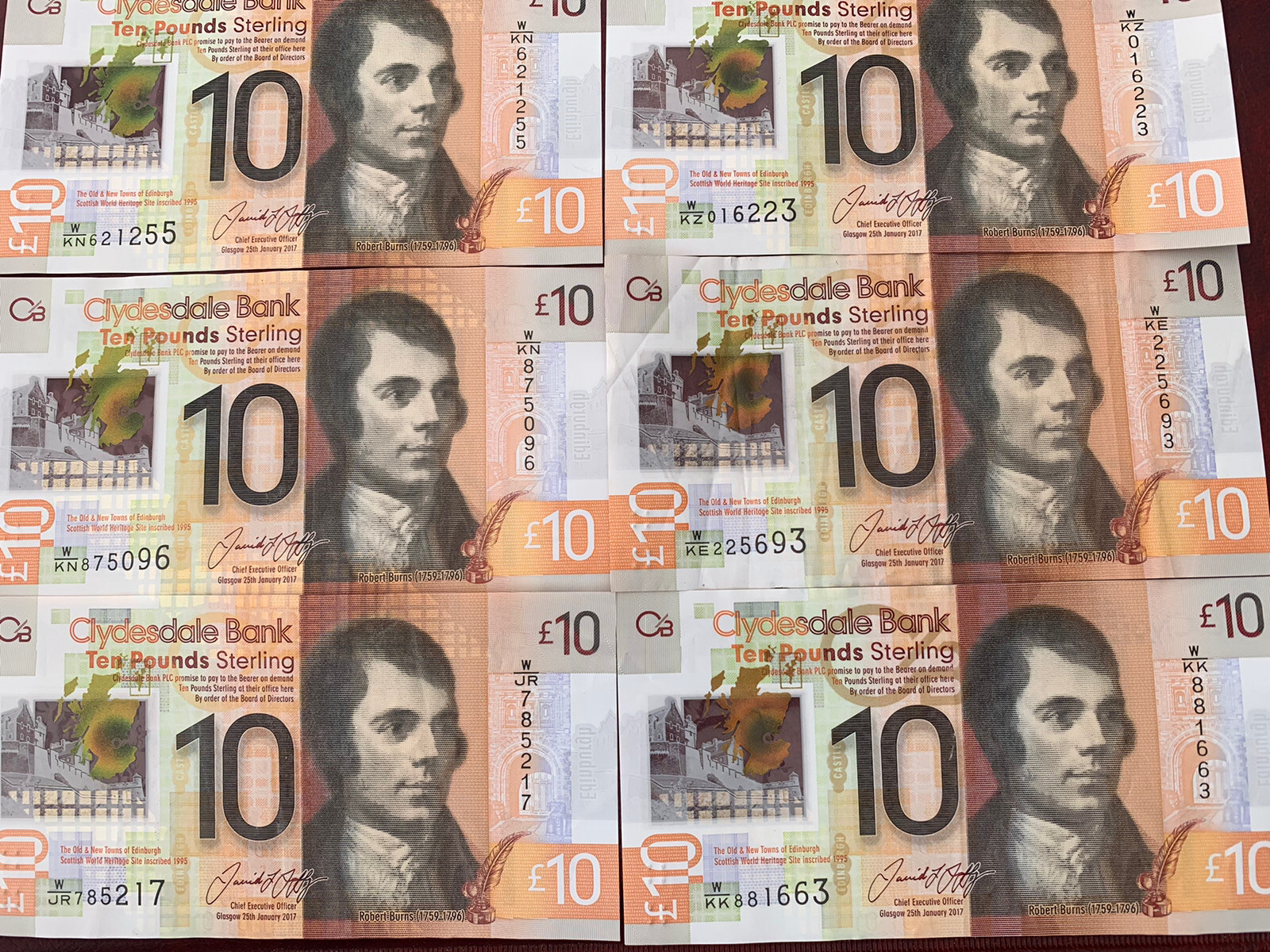 Clydesdale Bank Ten Pound Notes x 6 No. | eBay UK