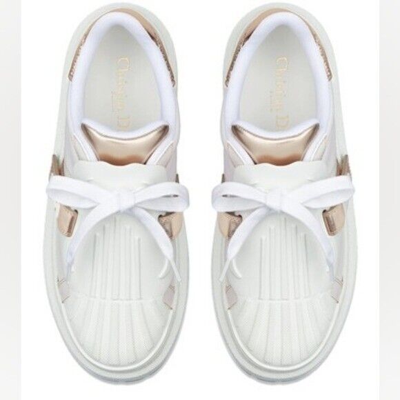 Dior-ID White Calfskin And Gold-Tone Laminate Low Top Dior-ID White Calfskin And Gold-Tone Laminate Low Top