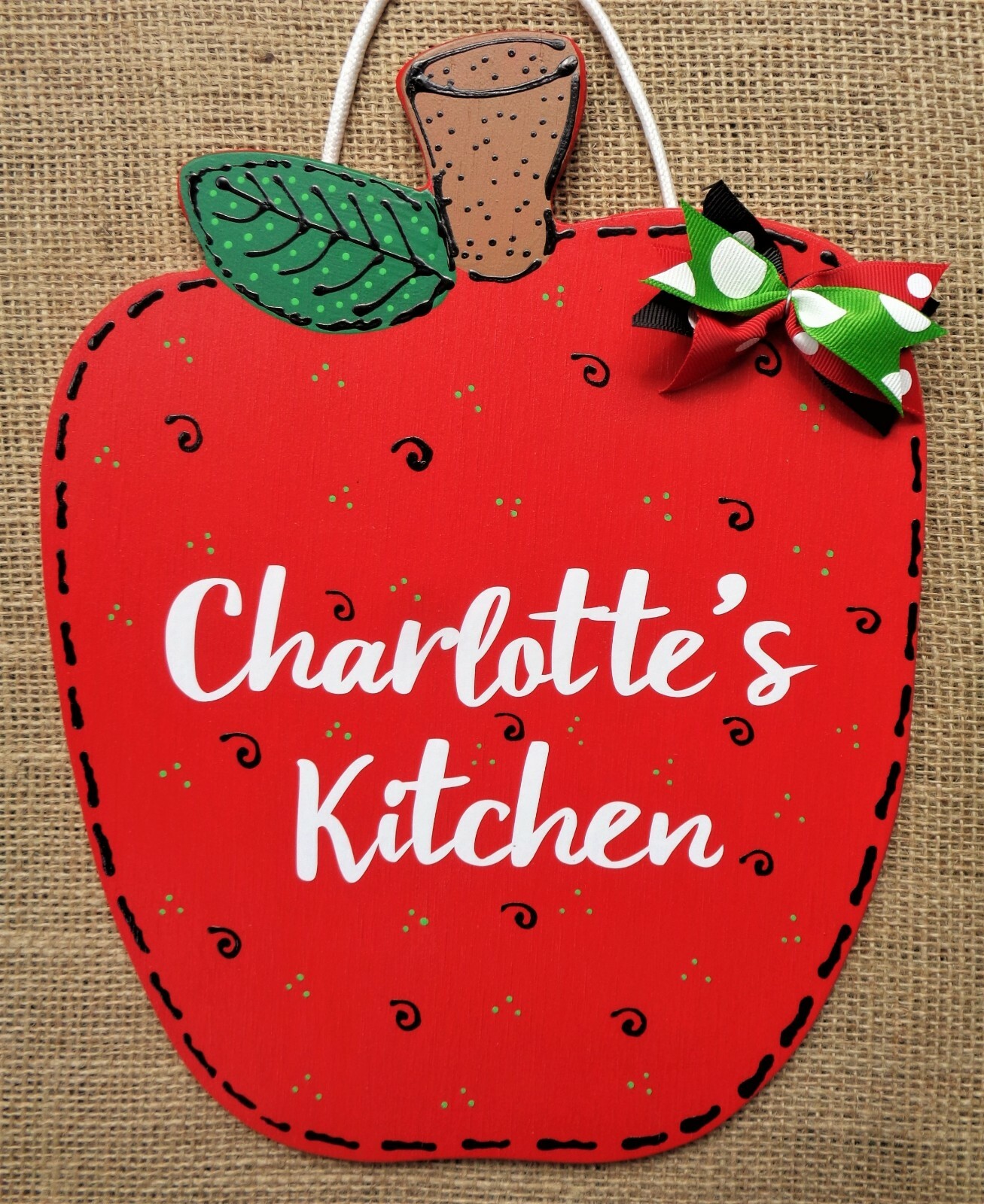 Personalized APPLE KITCHEN SIGN Wall Art Door Name Hanger Plaque ...