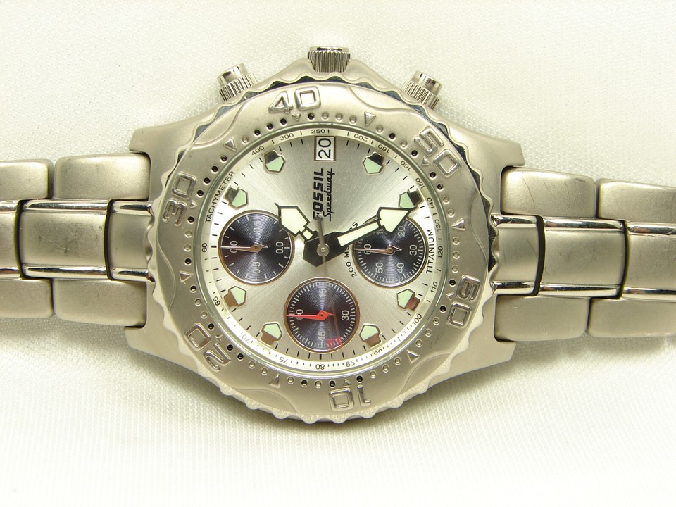 Mens FOSSIL BLUE SPEEDWAY TI-5067 Titanium Chronograph Watch | eBay