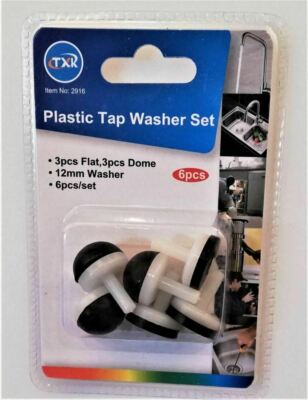 6PK/36PCS Plastic Tap Washer Set Flat Dome 12mm | eBay Australia
