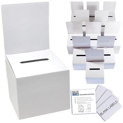 White Glossy 6x6x6 Ballot Box - Versatile Raffle Ticket Box, Suggestion ...