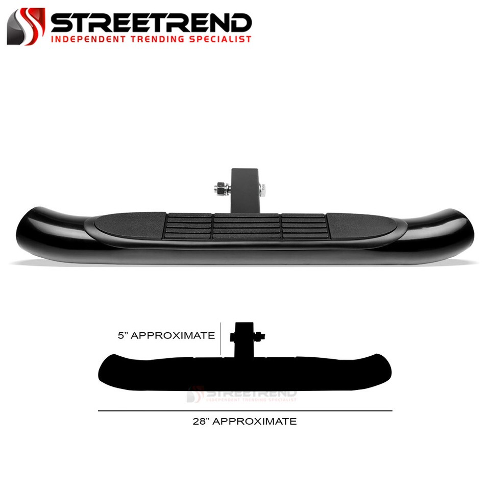3" Black Rear Hitch Step Bar Bumper Guard Trailer Tow Mount For 2 ...