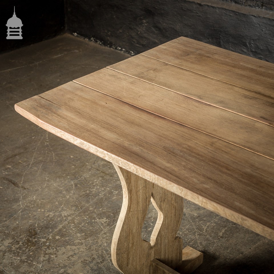 Vintage 4 Plank Iroko Dining Table With Weathered Finish | eBay UK